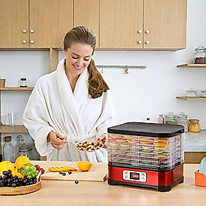 Homdox Food Dehydrator Machine, Dehydrators for Food and Jerky with Fruit Roll Sheet + 8 Trays + 400W Digital Timer and Temperature Control (95ºF-158ºF), BPA Free Red(2023 Newest)