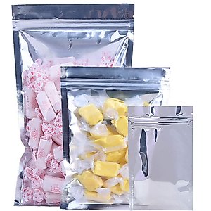 Daarcin Mylar Ziplock Bags | Foil Pouch Resealable Smell Proof Bags | Sealable Heat Seal Bags for Candy and Food Packaging (3 Size 30Pack Mixed)