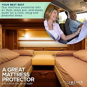 UltraBlock Ultra Plush Waterproof Mattress Protector (RV Short Queen) – Breathable, Vinyl Free, Noiseless Mattress Cover, Fitted Style with Deep Pockets (12-15"), RV Accessories for Travel Trailers