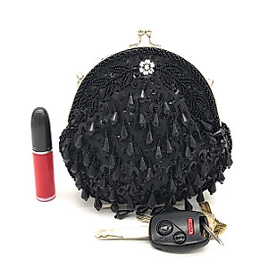 Frewahmesh Women clutch sequins evening purse bag for Cocktail Party Prom Wedding Banquet (Black)