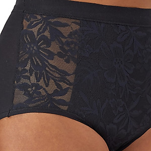 Bali Women's Breathe High-Rise Panty, Breathable Lace Modal Brief Underwear, 3-Pack, Black/Black/Gloss