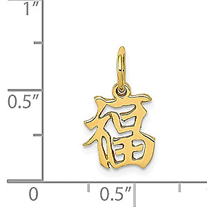 IceCarats 14K Yellow Gold Chinese Symbol Good Luck Necklace Charm Pendant 17mm x 10mm Only