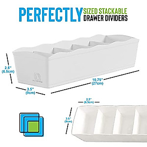 Uncluttered Designs Drawer Dividers (Set of 5) — Modern Organization for Your Ties, Socks, Underwear & Bathroom Storage in Sturdy Plastic - Washable & Sleek (Black)