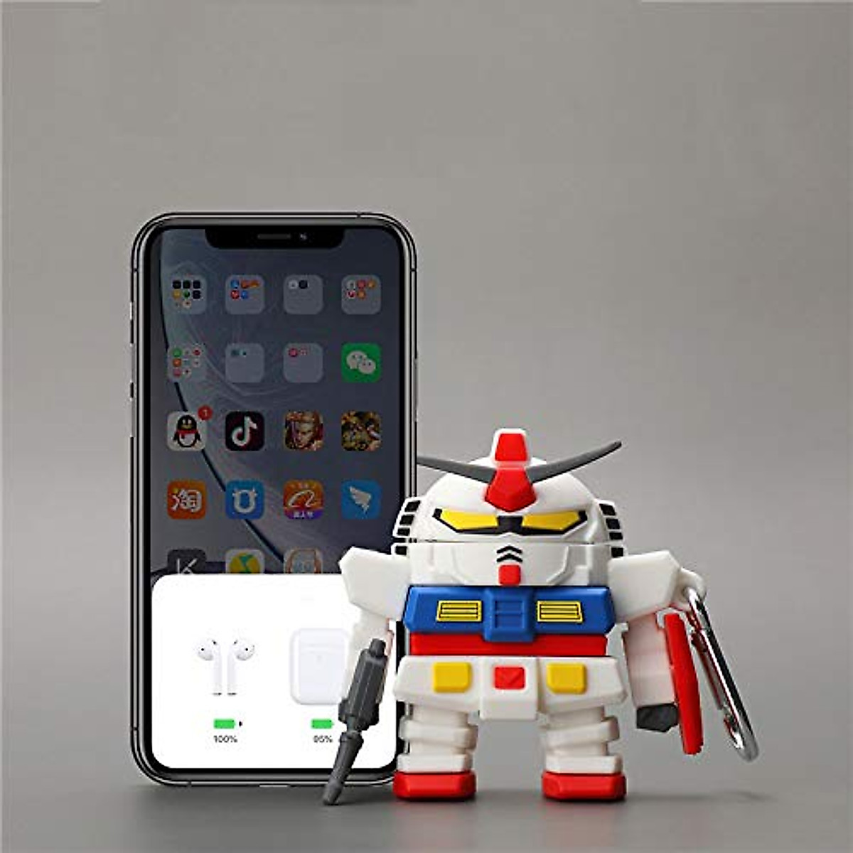 LUCKESSA Creative Cool Hero White Robot Soldier Character Earphone Case for AirPods Pro, Transformer Robot Soft Silicone Strong Protection Wireless Charging Earbud Cover Protective Skin