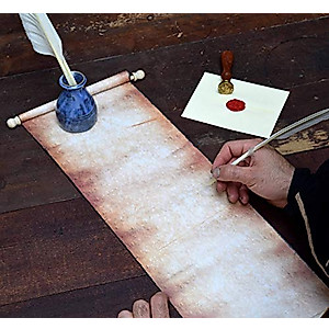 Arte of the Booke Blank Paper Scroll on Wood Rods, 7.5 x 30 Inches - Handmade in the USA