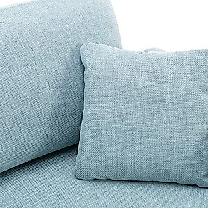 Sectional Sofa Set, Modern U-Shaped Convertible Sectional Couch with Chaise and Movable Ottoman, Velvet Upholstered Accent Sofa with Solid Wood Legs and Thick Cushion for Living Room (Light Blue)