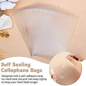 300Pcs Self Sealing Cellophane Bags, 3 × 5 Inches Clear Plastic Cello Bags Thick OPP Resalable Treat Bags for Packaging Bakery, Cookies, Goodies, Snacks, Candies, Party Favors, Handmade Soap