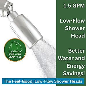 High Sierra Showerheads® - Solid Metal 1.5 GPM High-Efficiency, Low-Flow Shower Head with Pressure Control Valve that Shuts It Off to Just a Trickle - Chrome