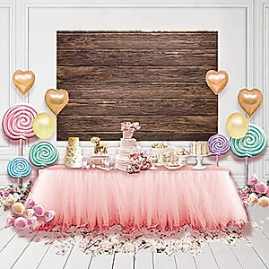 LYWYGG 8x6ft Thin Vinyl Brown Wood Backdrop Photographers Retro Wood Wall Background Cloth Seamless CP-19-0806