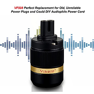 Viborg VF508G C7 Power Connector Gold Plated Pure Copper Figure 8 IEC Connector Female AC Power Plug 7A/125V 2.5A/250V Power Cord Audio Cable Mains Connector