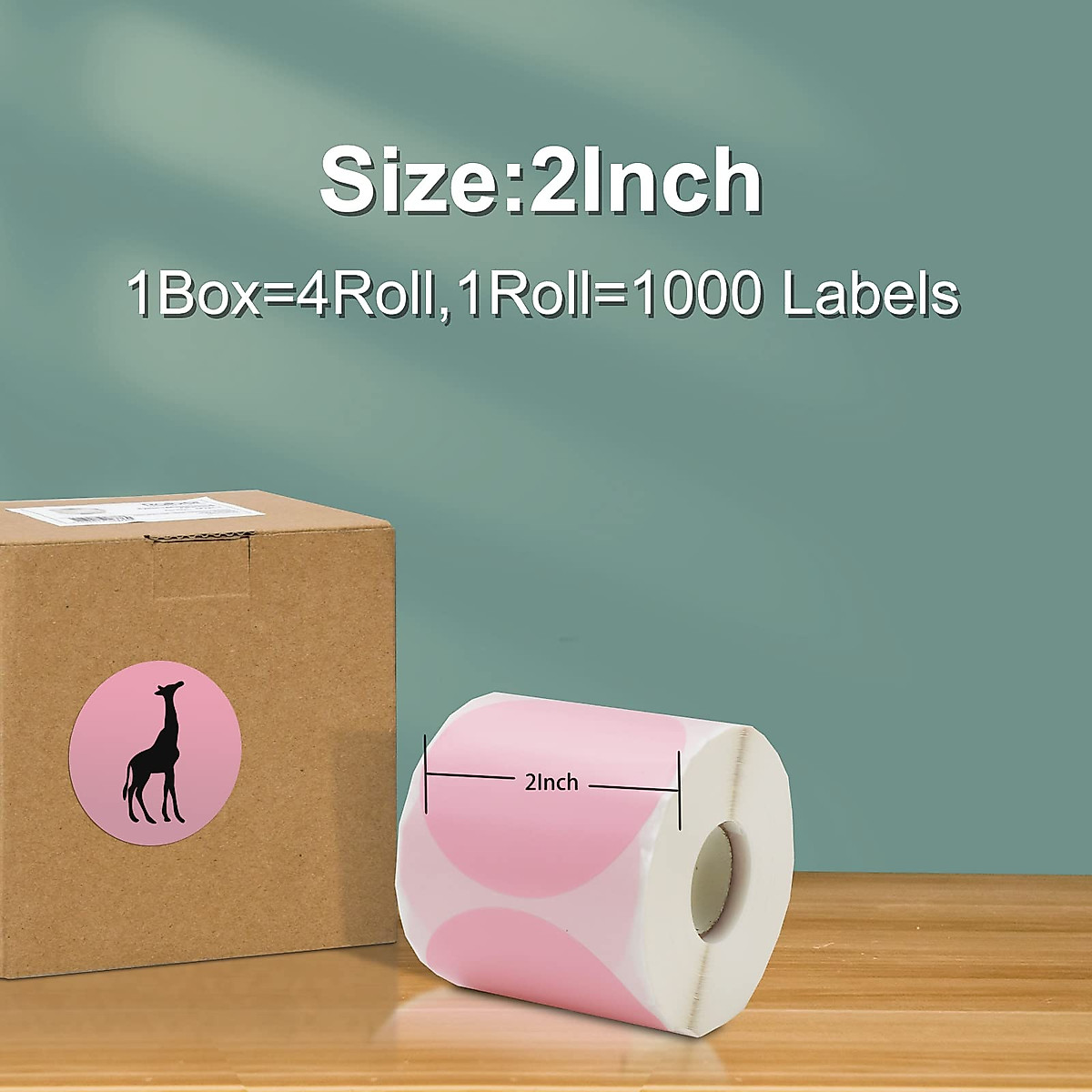 BEEPRT 2" Pink Direct Thermal Labels Stickers, Self-Adhesive Round Custom Thermal Stickers for Small Business Compatible with MUNBYN, JADNES, Rollo, iDPRT, Zebra Label Printers,1000 Labels
