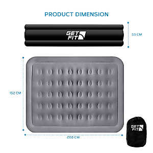 Get Fit Air Bed with Built in Electric Pump - Premium Queen Size - Blow Up Bed with 2 x Free Pillows - Elevated Inflatable Air Mattress for Outdoor, Camping, Tents - Black/Grey