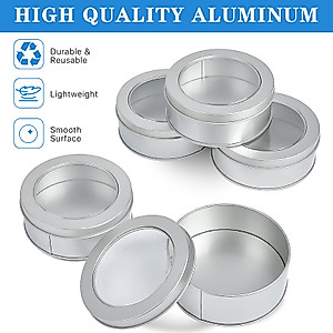 Milkary Metal Tin Cans, 20 Pack 6 Ounce Round Empty Containers, Metal Tins with Clear Lids for Kitchen Office Aromatherapy, Candles, Candy Storage