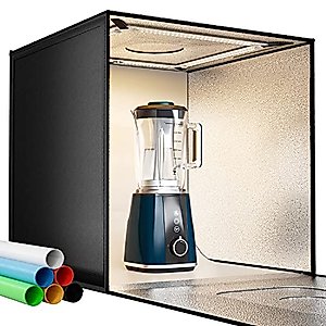 Photo Light Box Photography, Takerers Bi-Color Dimmable 24 x 24 inch Background Studio Shooting Tent Kit, 6 Color Backdrops, Foldable Picture Lightbox with 240 LED, 3000-6500K Lighting Booth