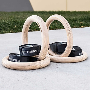 Rep Wood 14' Gymnastic Rings with Short Numbered Straps - Perfect for Cross-Training Workouts, Gymnastics and Conditioning - 1.11 inch FIG Specs