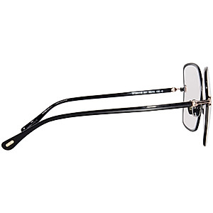 Tom Ford Eyeglasses FT 5841 -B 001 Shiny Black, t Logo/Blue Block Lenses