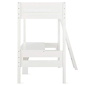 Dorel Living Harlan Wood Loft Bed with Ladder and Guard Rail - Twin (White)