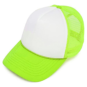 MR.R Sublimation Blank Polyester Mesh Cap Mesh Hat Two Tone Trucker Summer Mesh Cap with Adjustable Snapback,Green,6 Pieces per Pack