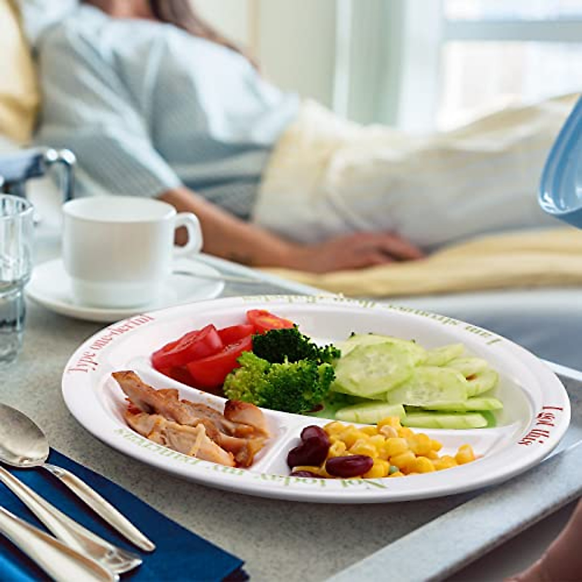 Diabetic Portion Control Plate Melamine Divided Plates for Adults with Protein, Carbs and Vegetables Diet Plate Portion Size Dishes Nutrition Plate for Balanced Eating Kitchen Food Serving (2 Pack)