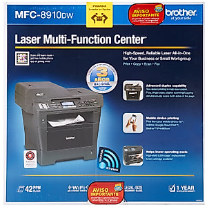 Brother Printer MFC8910DW Wireless Monochrome Printer with Scanner, Copier and Fax, Amazon Dash Replenishment Ready
