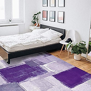 Elegant Gradient Purple Farmhouse Abstract Oil Paint Modern Art Area Rug 5'x8',Outdoor Indoor Extra Large Carpet Runner for Kids Teen Girls Boys Bedroom,Living Room,Bathroom,Washable Area+Rug