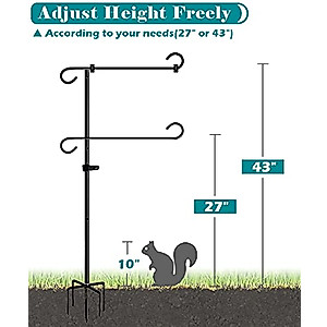 Koutemie 49 Inch Extra Tall Garden Flag Stand Holder Pole with 5 Prong Bases for 12 x 18 Outside Fall Yard Flags Décor, Matte Black