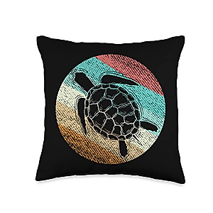 Turtle reptile dorsal carapace old Sauropsida Turtle Swimming in The Sea Throw Pillow, 16x16, Multicolor