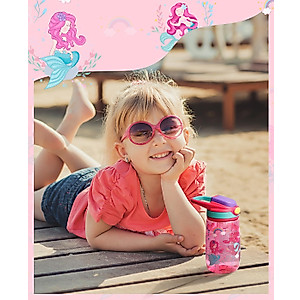 Opard Kids Water Bottle, BPA Free Tritan 13.5oz Water Bottle with Leakproof Lid, Straw & Carrying Loop for Toddlers