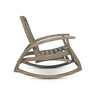 Christopher Knight Home Alva Outdoor Acacia Wood Rocking Chair with Footrest, Gray Finish