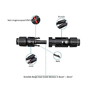 PowMr 48PCS Solar connectors - IP67 Male/Female Solar Connectors(24 Pairs Solar connectors)