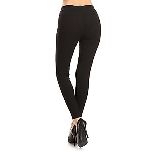 Jvini Women's Pull-On Ripped Distressed Stretch Legging Pants Denim Jean (X-Large, Black)