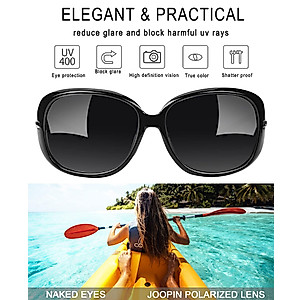 Joopin Oversized Rectangle Sunglasses Trendy Big Black Shades for Women Ladies Large Sun Glasses Polarized UV400 Jackie Shady Rays Sunnies