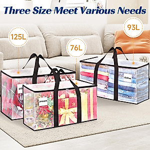 BlissTotes Moving Bags, 8-Pack Storage Bags with Zipper, Moving Bags Heavy Duty Extra Large, Moving Supplies, Clear Packing Bags, Reinforced Handles and Tag Pocket & Collapsible Moving Bags (125L)