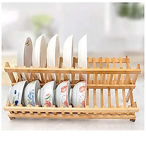 ZSQAI Kitchen Rack, Bamboo Rack, Vegetable Rack, Foldable Vegetable Drainage Rack, Kitchen Wooden Shelf
