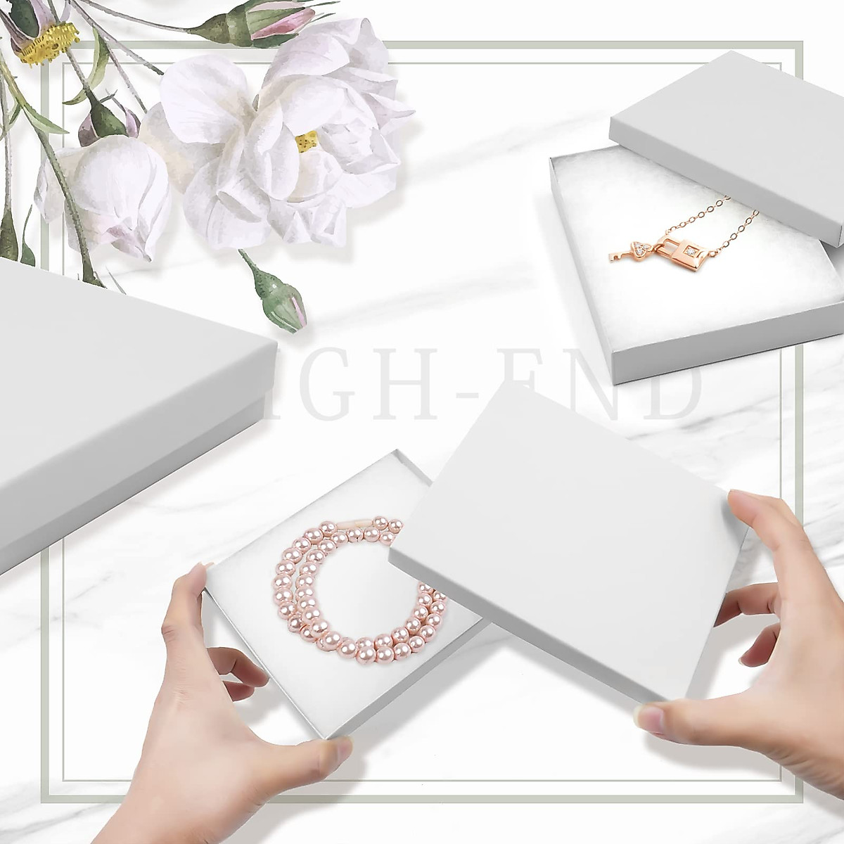 opaprain Cardboard Jewelry White Gift Boxes 10 Pack6x5×1 inches, its apply to displaying necklaces, rings, bracelets, earrings