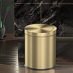 keling 15L/4gallon, Stainless Steel Trash can,Bathroom Garbage can with lid,Trash Can with Flipping Lid, Garbage cans for Kitchen,Living Room. Metallic Gold (Gold)