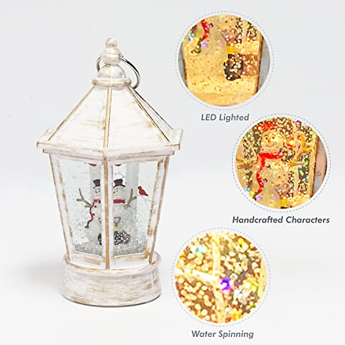 Christmas Tabletop Decor, Snow Globe Water Spinning LED Lighted Lantern, Battery Operated (not Included) (9.1" H x 5.5" W x 5.5" D) by Moments in Time