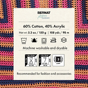 Bernat Softee Cotton Seaside Blue Yarn - 3 Pack of 120g/4.25oz - Nylon - 3 DK (Light) - 254 Yards - Knitting, Crocheting & Crafts