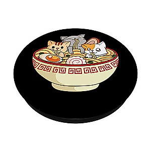 Anime Cat Japanese Ramen Life Noodle Foodie Gift PopSockets PopGrip: Swappable Grip for Phones & Tablets