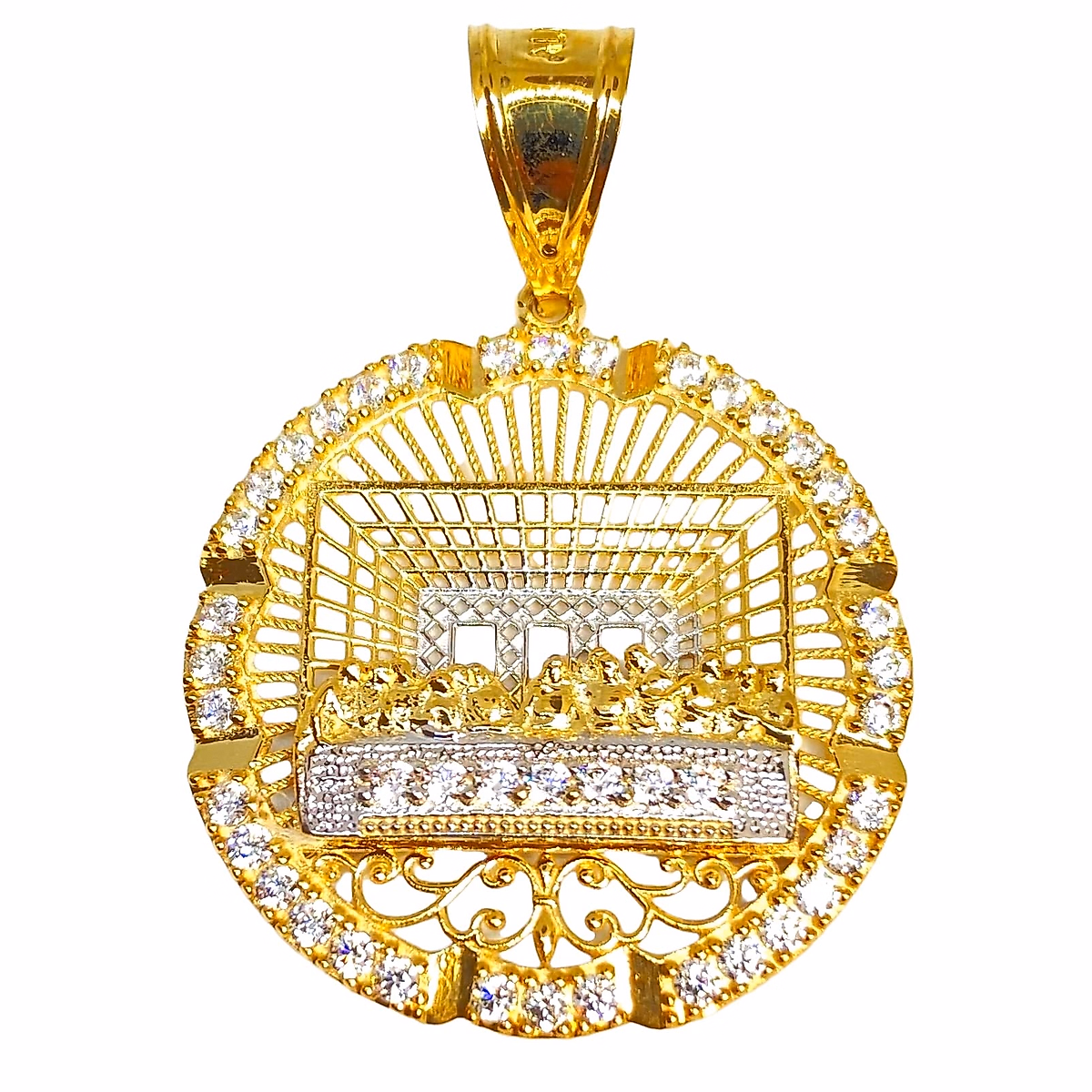 27-38 MM DIAMETER APOSTLES LAST SUPPER PENDANT CHARM REAL 10K YELLOW GOLD SG-2014 (27 MM)