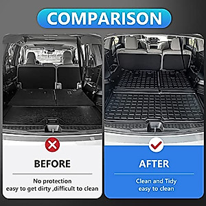 powoq Fit 2016-2023 Honda Pilot Cargo Mat with Backrest Mat TPE Trunk Mat Behind 3rd Row Back Seat Protector All Weather for 2016 2017 2018 2019 2020 2021 2022 2023 Honda Pilot Accessories