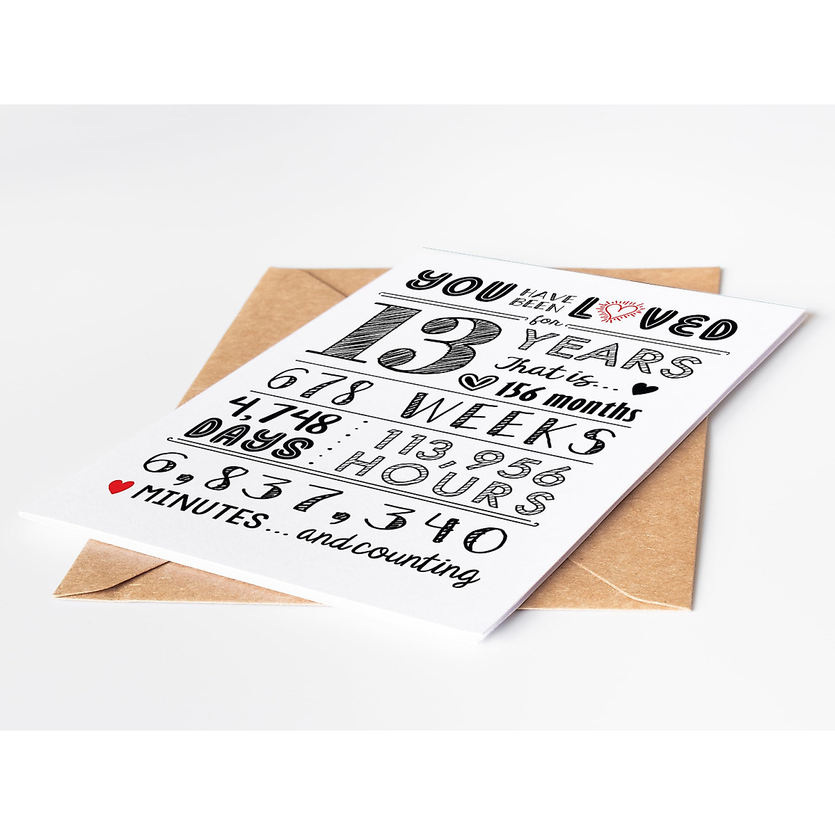 Katie Doodle - Super Cute, 13th Birthday Card, (Handmade in USA), 13th Birthday Decorations for Girls, 13 Year Old Girl Gifts, 13th Birthday Decorations for Boys (13 Years Loved)