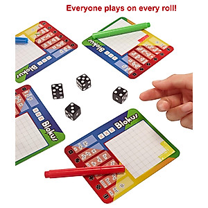 Mattel Games Blokus Roll & Write Family Dice Game with 4 Dice, 4 Dry Erase Boards and 4 Markers, Makes a Great Gift for 7 Year Olds and Up