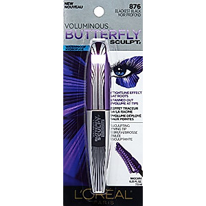 L'Oréal Paris Voluminous Butterfly Sculpt Waterproof Mascara, Blackest Black, 0.25 oz.