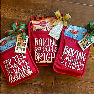 6PCS Christmas Pot Rack Baking Kit,Christmas Oven Mitts Ornament, Christmas Pot Holder Baking Kit,Kitchen Cooking Baking Gift for Friends Coworker Family