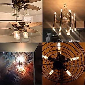 Genixgreen Dimmable T6 Led Bulb Candelabra Led Light Bulb, 2200K Amber Glass 3W E12 T25 Filament Chandelier Light Bulb, CRI 90+ Edison Bulb Equivalent 25W Decorative Lights Bulb, Pack of 6