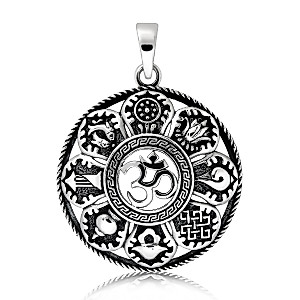 WithLoveSilver 925 Sterling Silver Om Ohm Buddha Tibet Amulet Tibetan Pendant