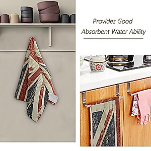 2 pcs Hand Towels 28x14in Retro UK Flag Kitchen Towels Absorbent Soft Patriotic Dish Towels for Bathroom Kitchen Gym Vintage