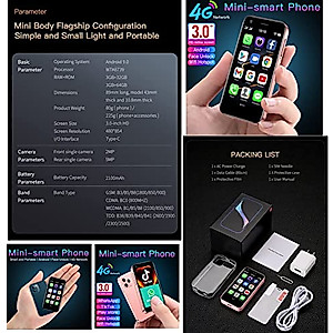 Global Version Soyes XS12 Mini 4G Smartphone 3.0 Inch Dual Sim Ultra Thin Unlocked Card Mobile Phone WiFi Bluetooth Hotspot Student Pocket Cellphone (Black 64GB)