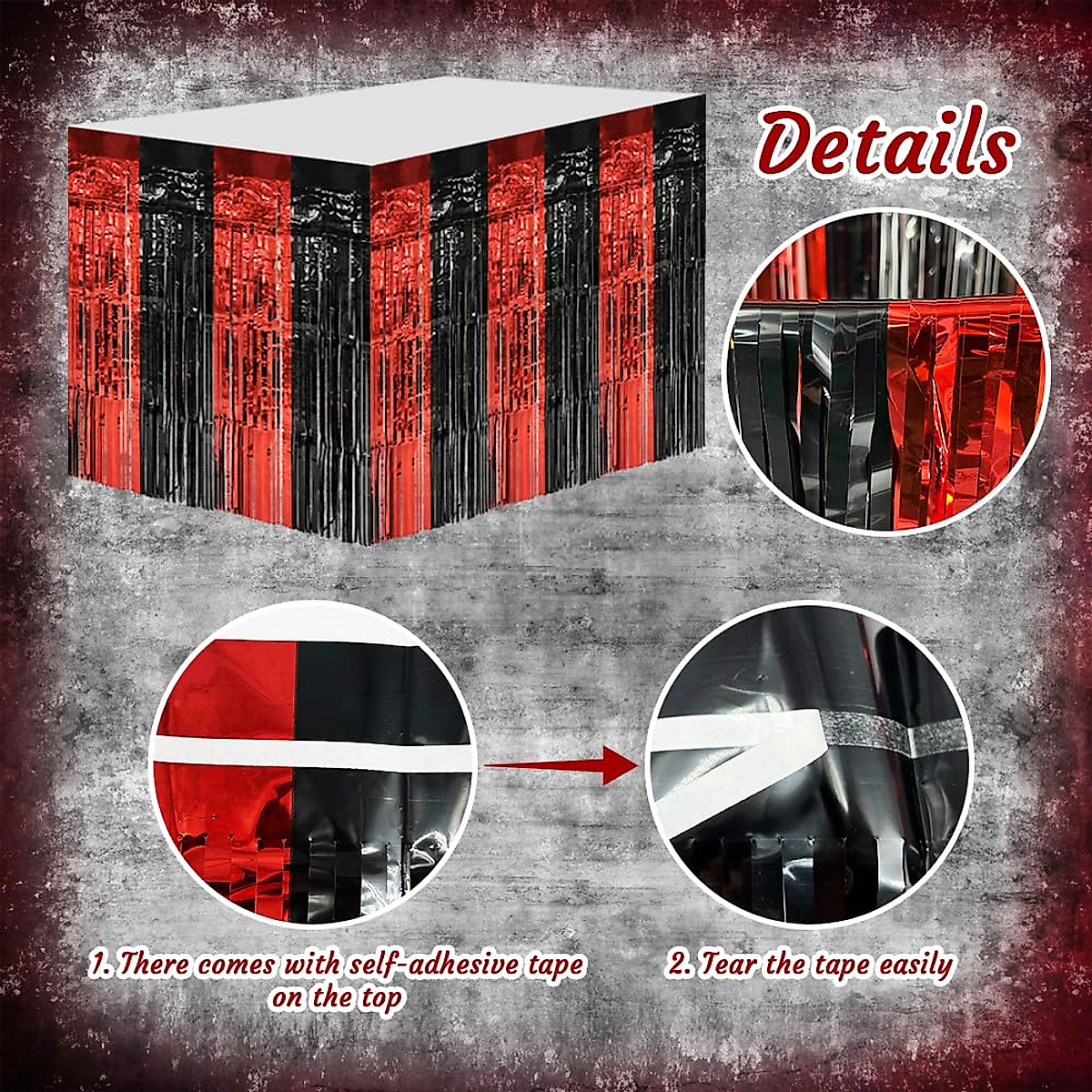 AIBIIN Halloween Balloon Arch Kit Black Red Bloody Hand Print Balloon Garland and Black Red Tableskirt Have a Killer Halloween Birthday Party Decorations Horror Scary Blood Party Supplies